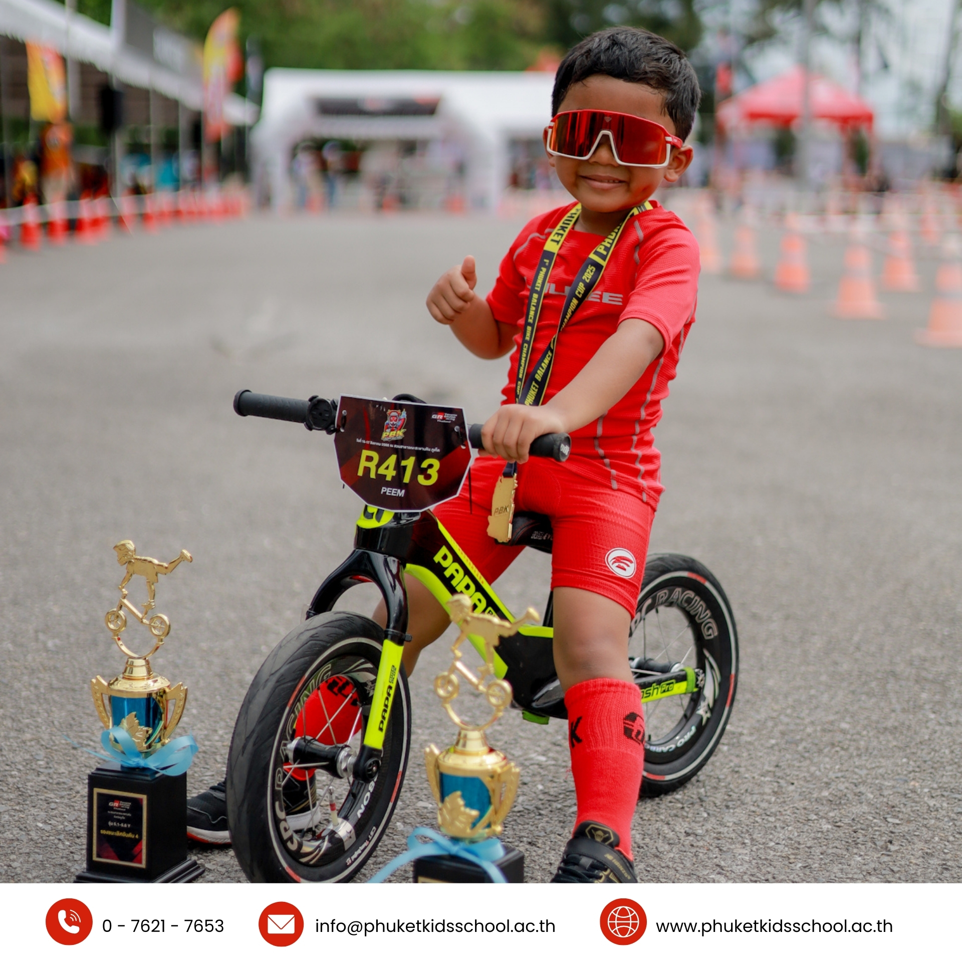 “ภีม” คว้าถ้วยรางวัลจากการแข่งขันจักรยานขาไถ “TOYOTA GAZOO RACING THAILAND 2025” : โรงเรียน ...